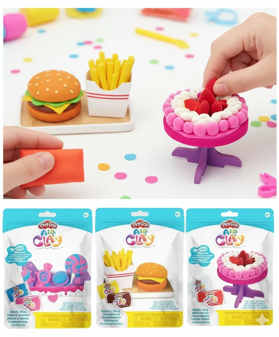 Play-Doh Air Clay i pose 12,5x17 cm – dansk lager