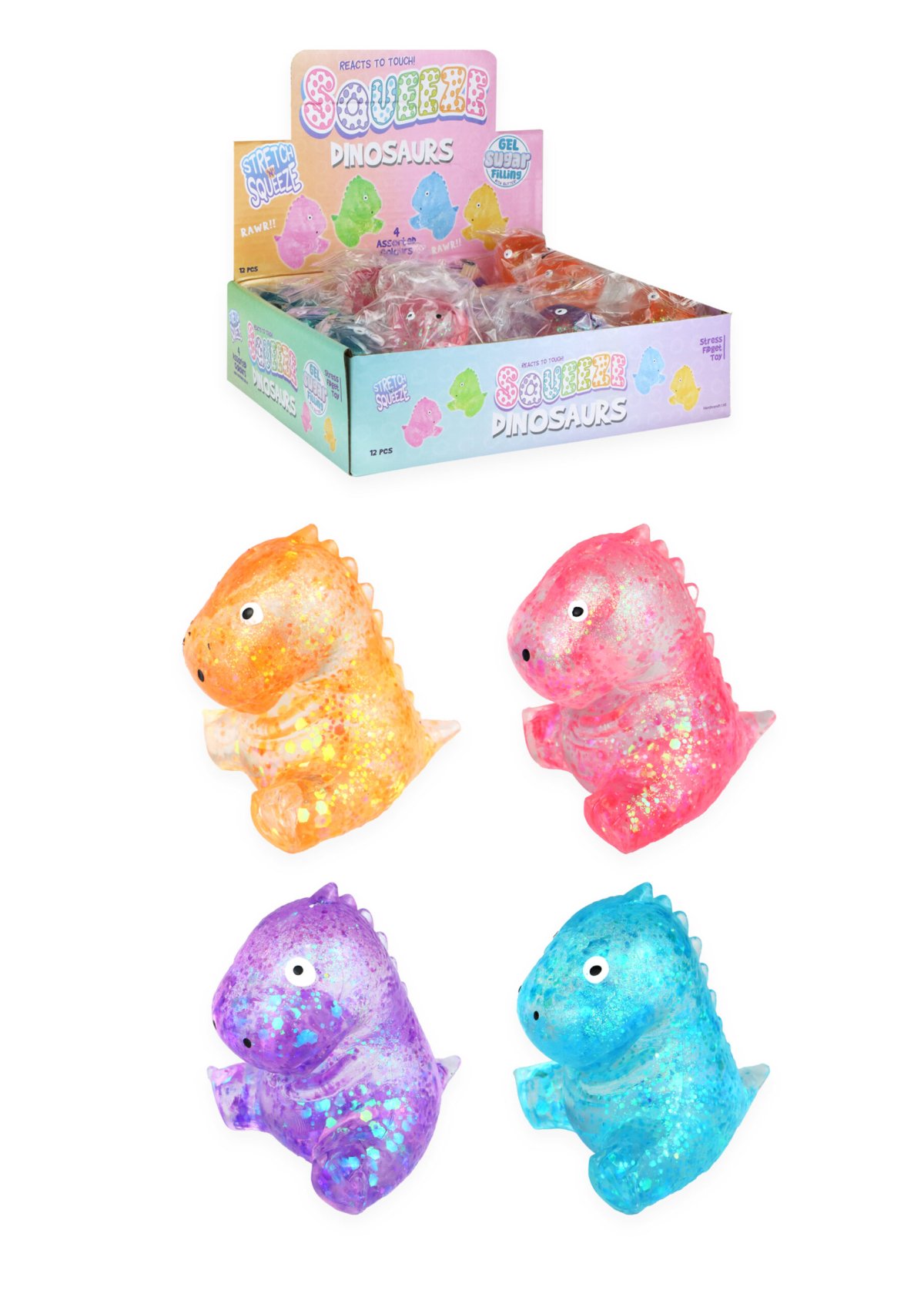 Sugar Dinosaur Squishy – 7 cm Assorteret - Fidget toys - Bents Webshop